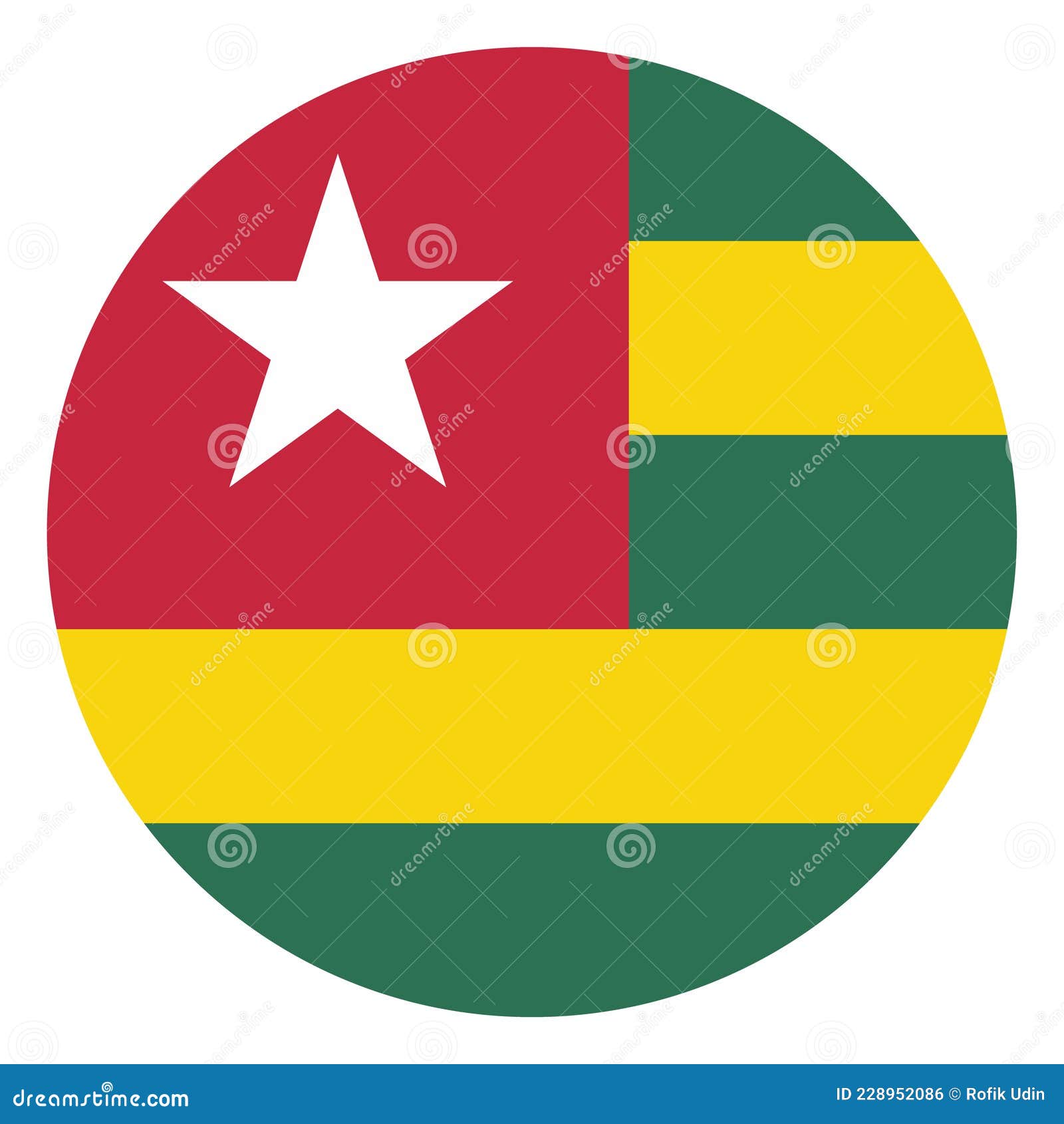 Colored Togo Flag. Vector Illustration of Circle Togo Flag Stock Vector ...