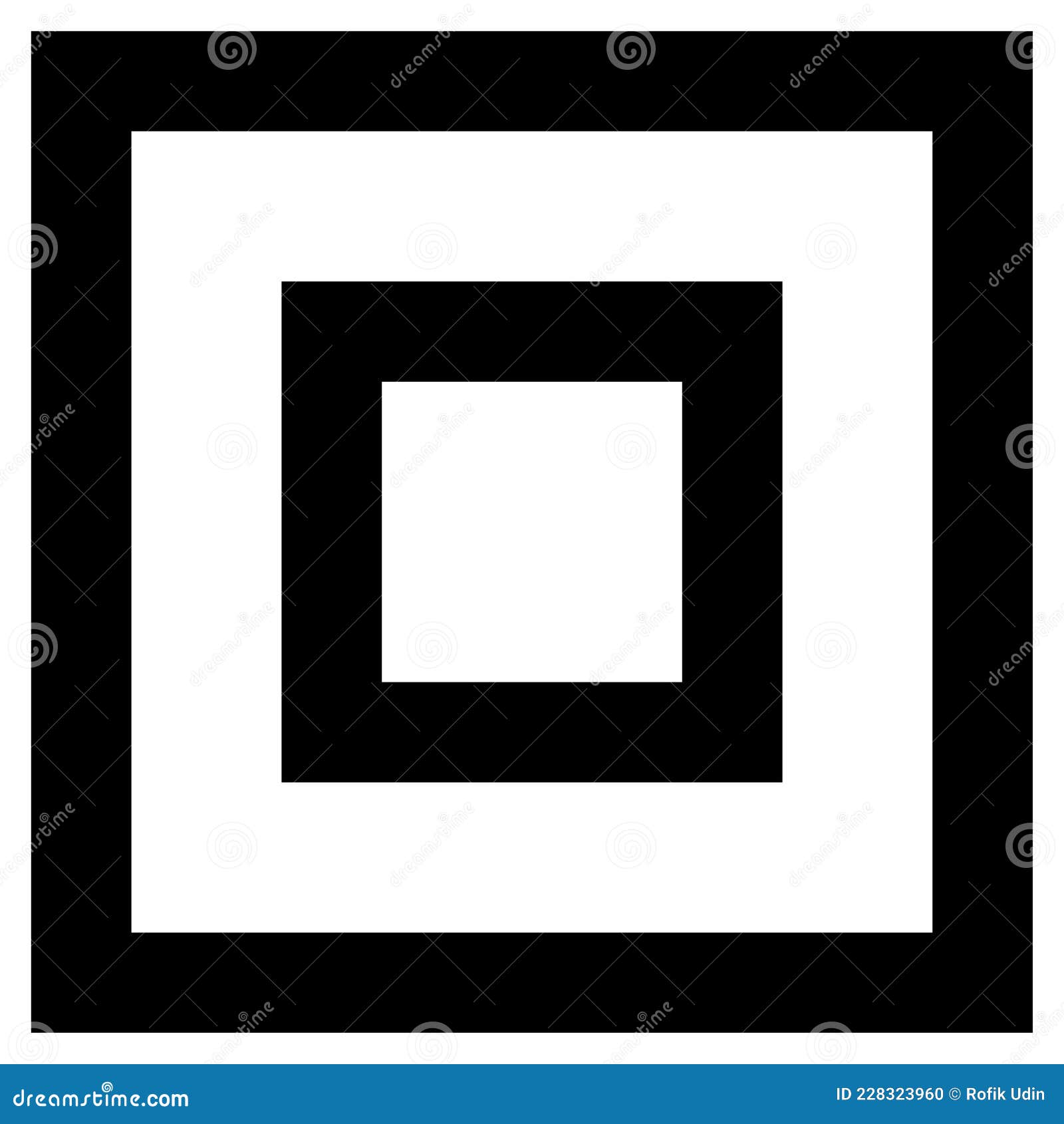 Double-layer Square Shape, Line Drawing Style, Black and White Color ...
