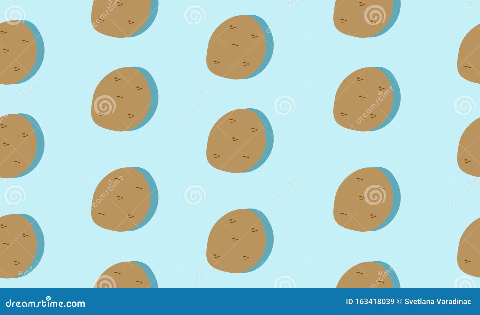 Seamless Blue Background with Potatoes with Shadow. Stock Vector ...