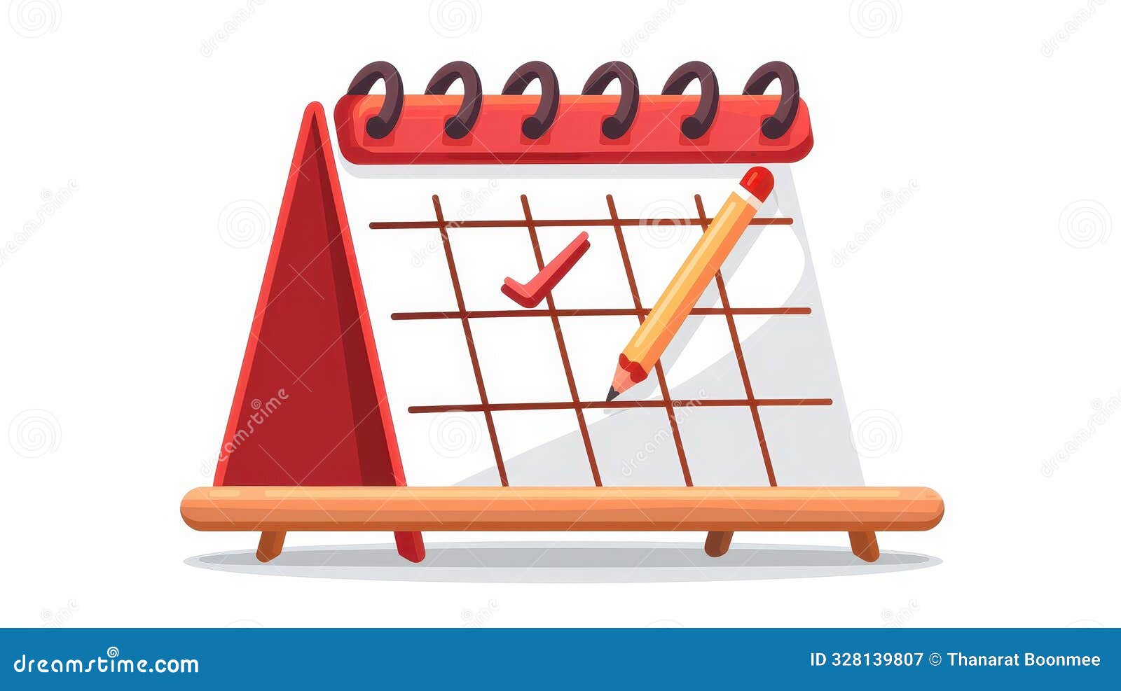Vector Illustration of a Desk Calendar Displaying a Monthly Schedule ...