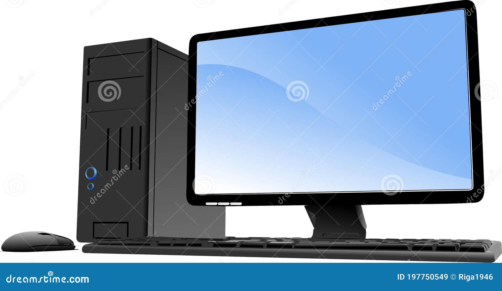 Vector Illustration of Desktop PC or Server Station. Stock Vector ...