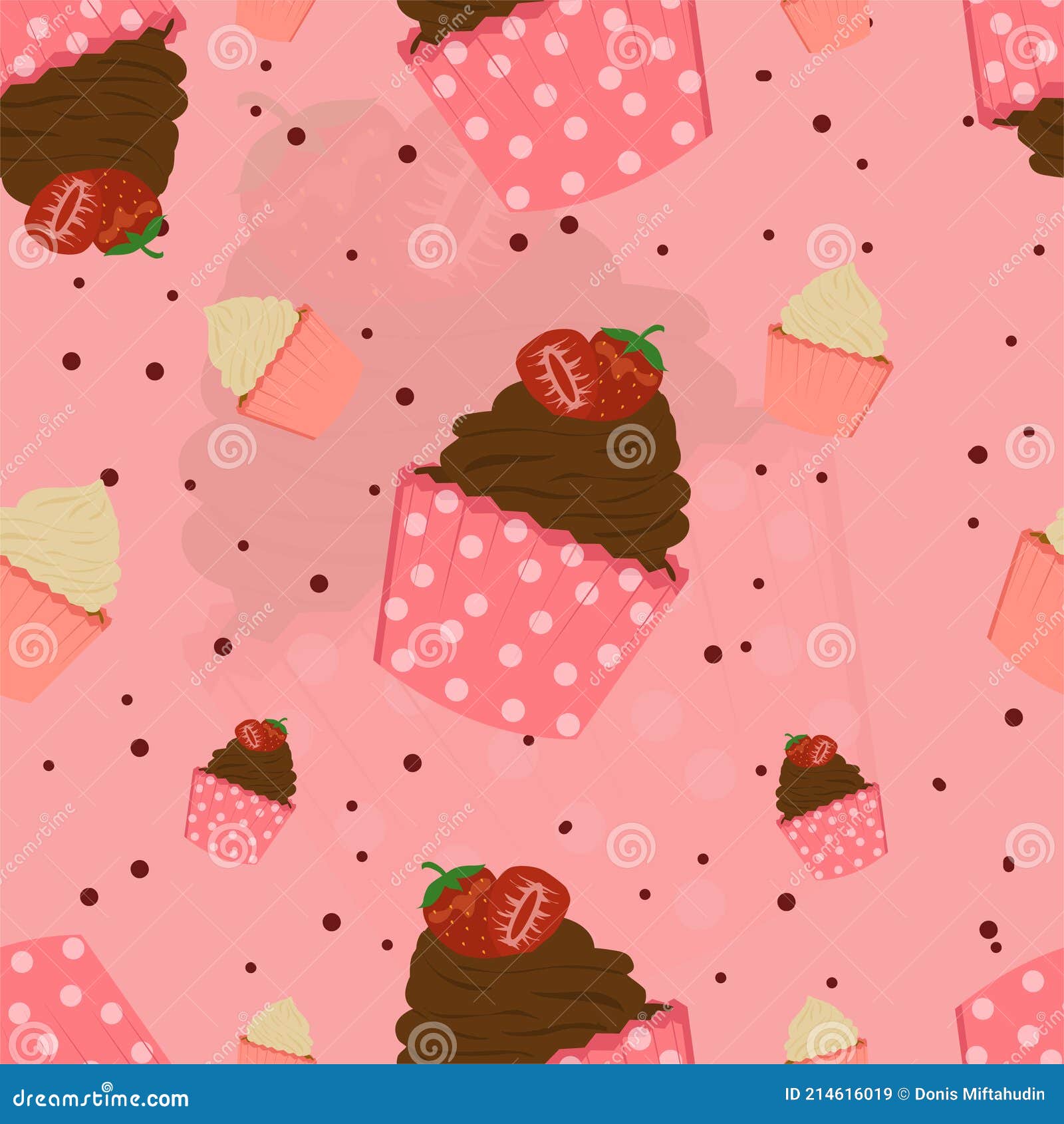 Cupcake Seamless Pattern Background Stock Vector - Illustration of ...