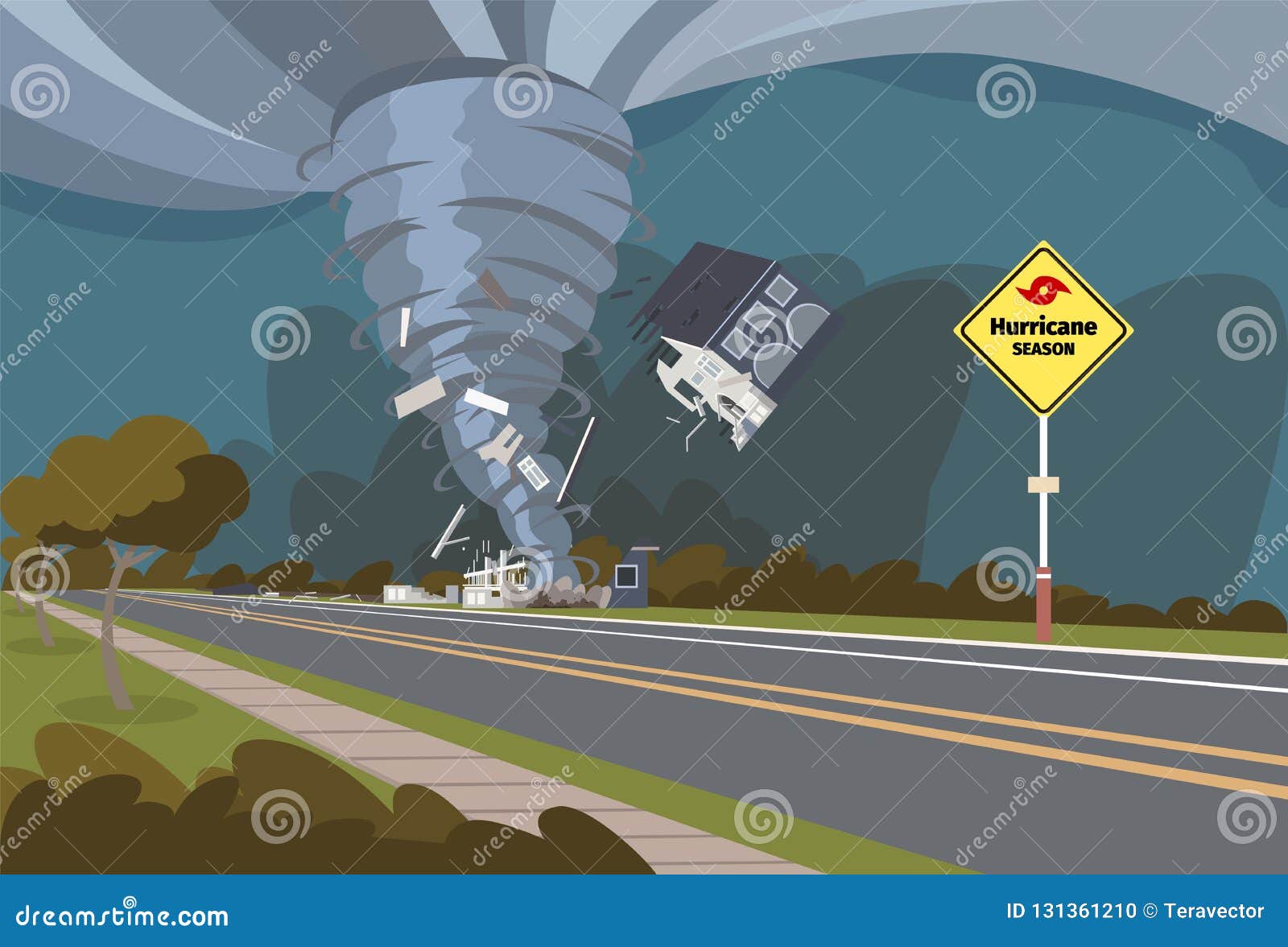 Vector Illustration of a Destructive Hurricane Stock Vector ...