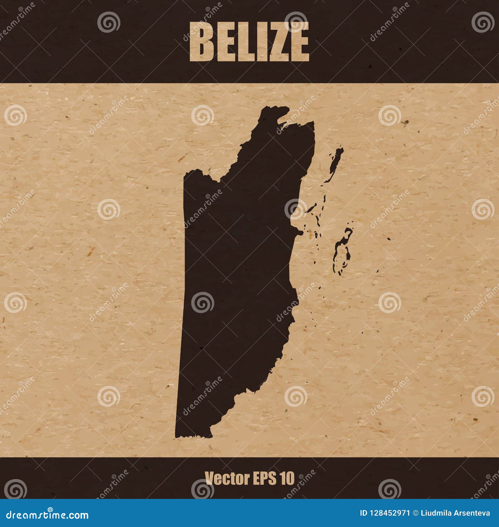 Detailed Map of Belize on Craft Paper Stock Vector - Illustration of ...