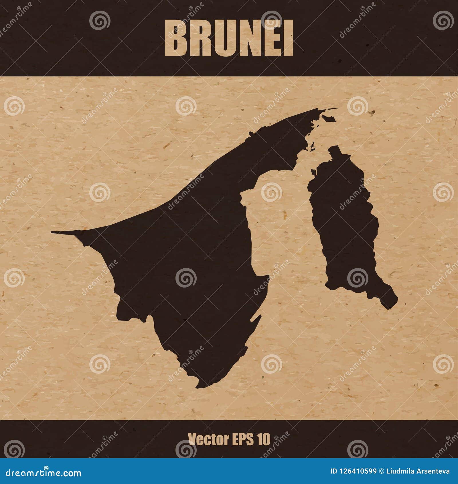 Detailed Map of Brunei on Craft Paper Stock Vector - Illustration of ...