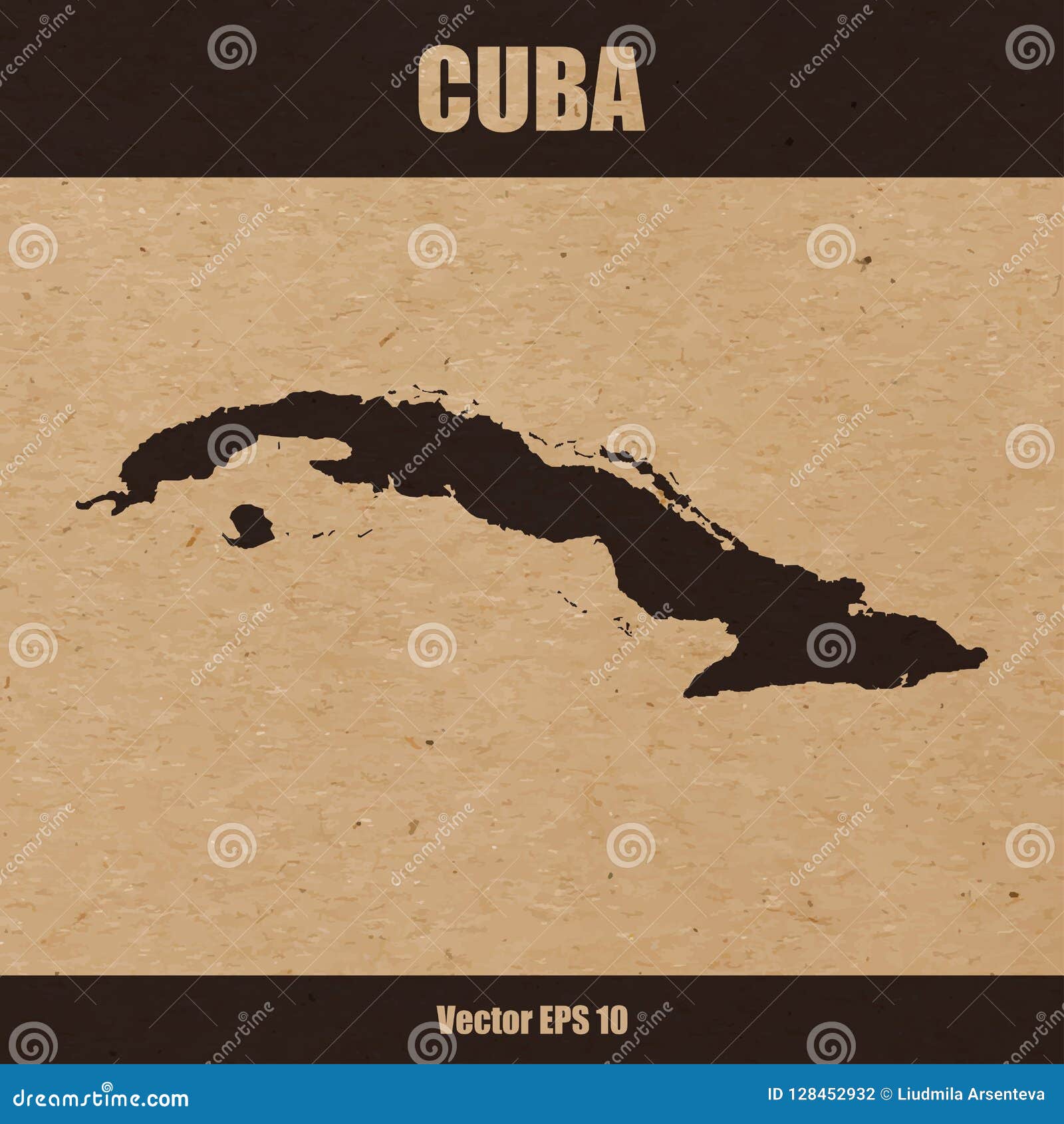 Detailed Map of Cuba on Craft Paper Stock Vector - Illustration of ...