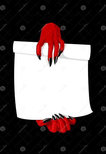 Vector Illustration of Devil Hands Holding Contract Stock Vector ...