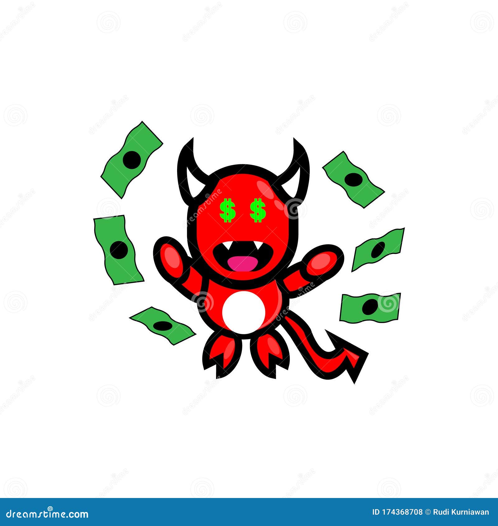 Vector Illustration of the Devil and Money. Good for Mascot, Logo. Icon ...