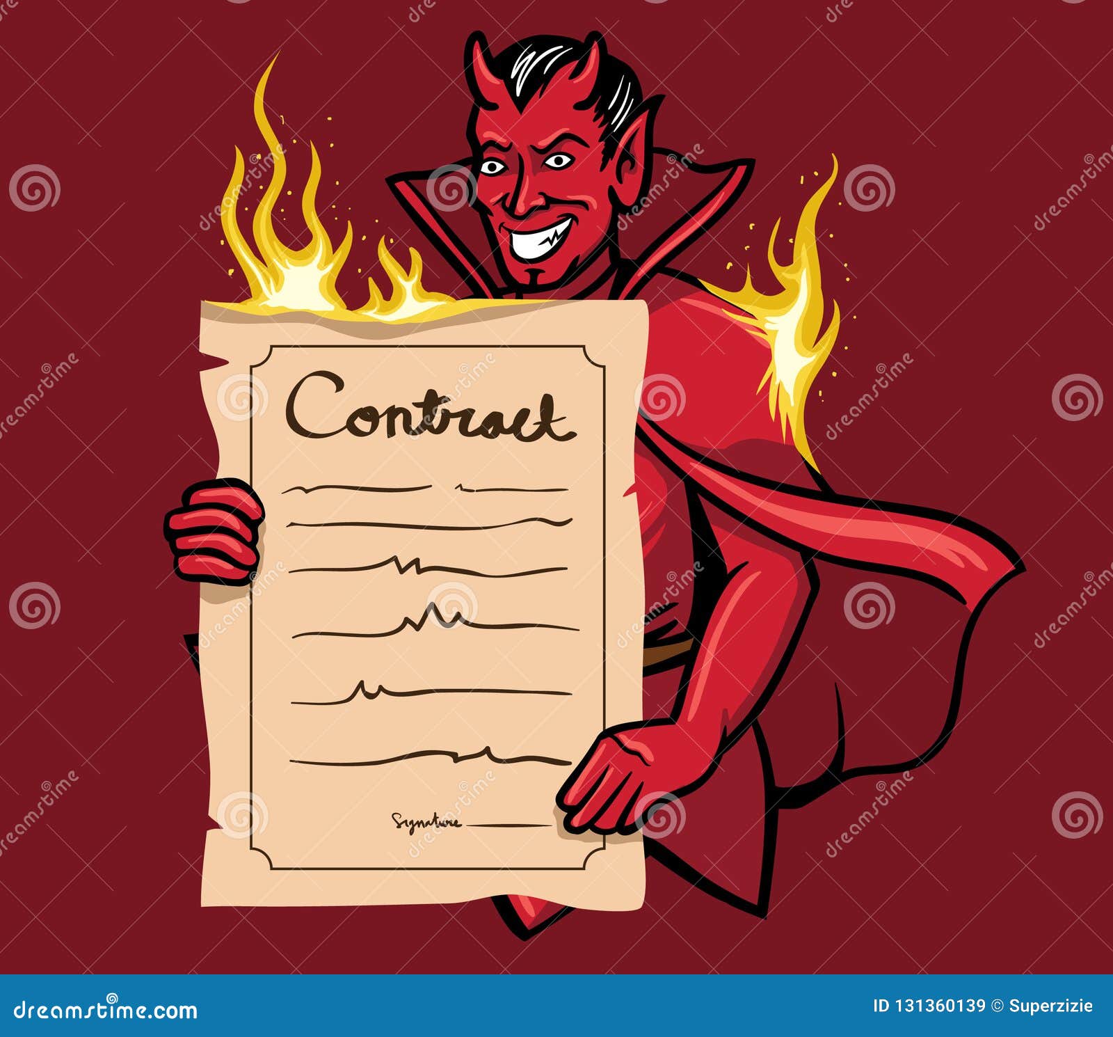 Devil Offer Contract stock vector. Illustration of character - 131360139