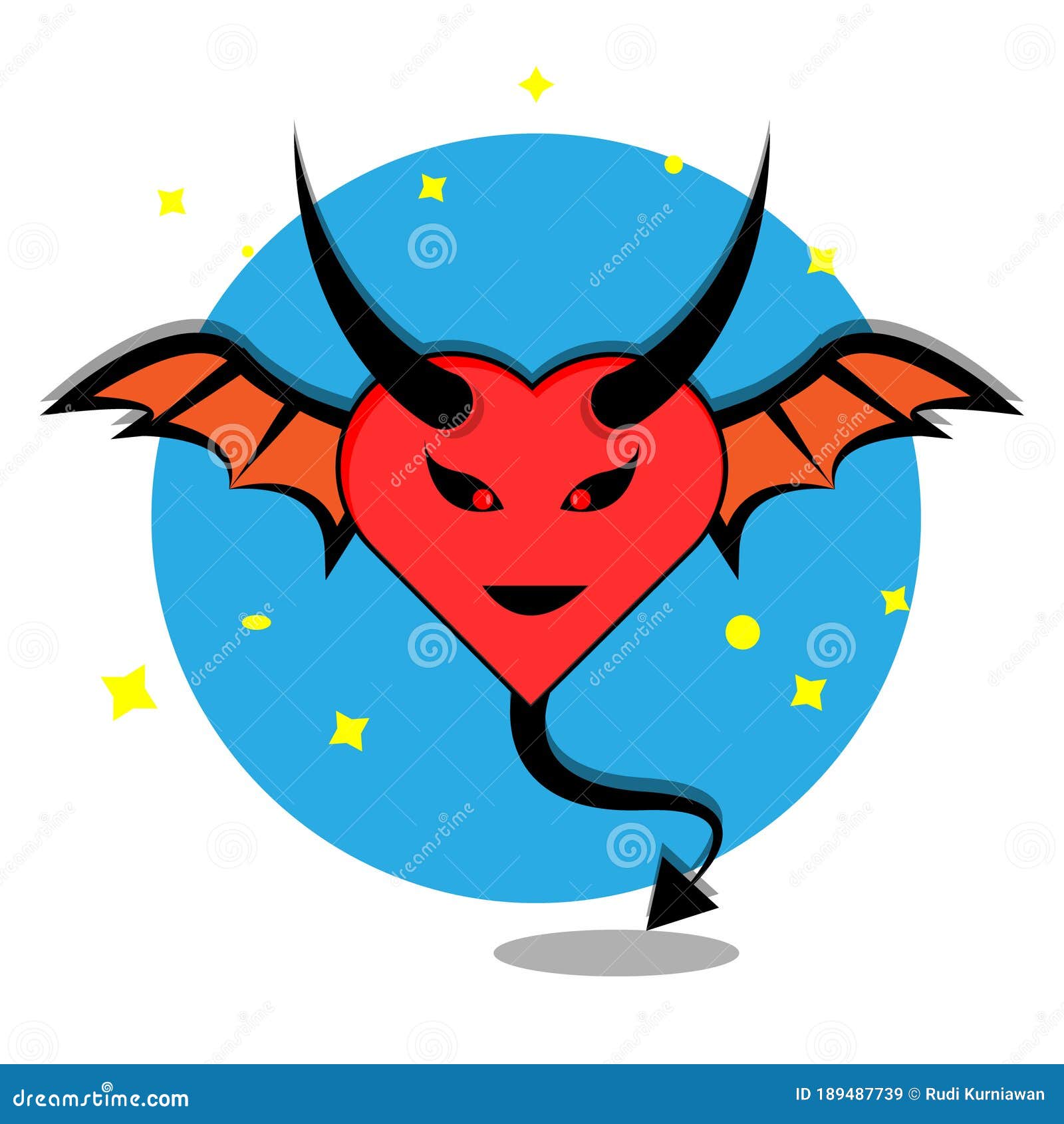 Vector Illustration of the Devil and the Symbol of Love Stock Vector ...