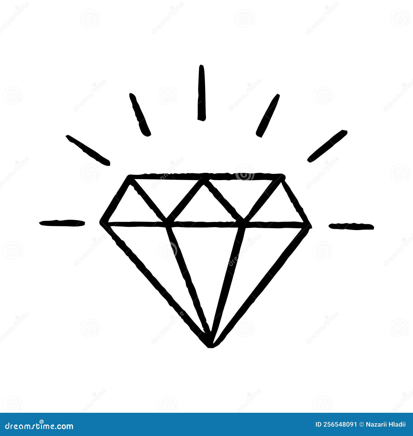 Vector Illustration of Diamond in Hand-drawn Style. Stock Vector ...