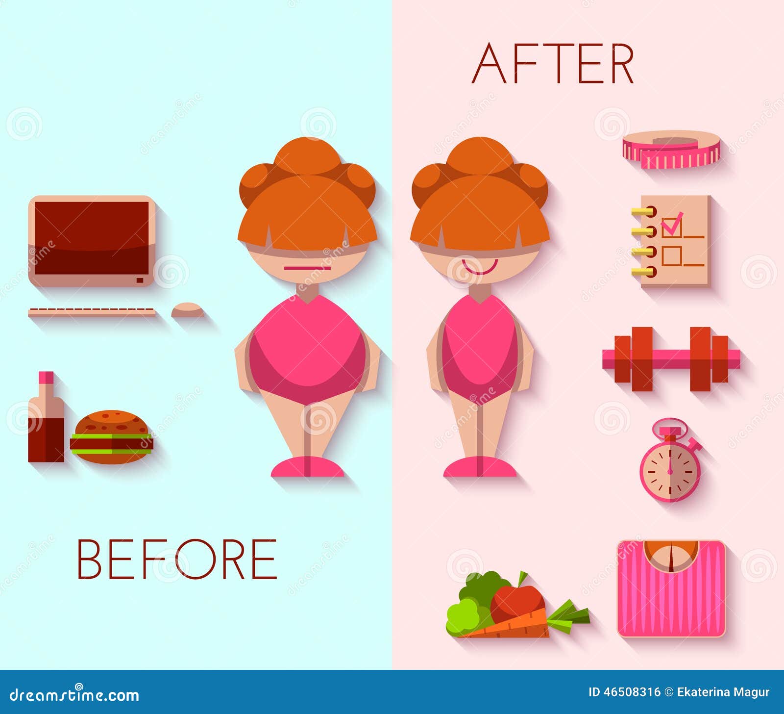 Vector Illustration of Diet Result in Flat Style Stock Vector ...
