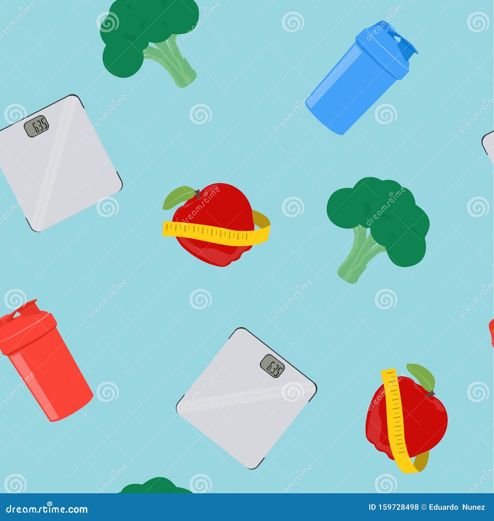 Vector Illustration Diet Themed Pattern Seamless Background Stock ...