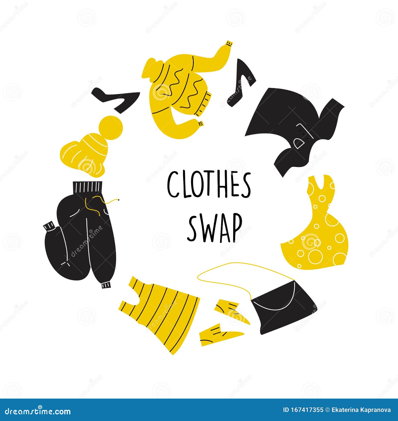 Vector Illustration of Different Clothes for Exchange. Swap Clothes ...