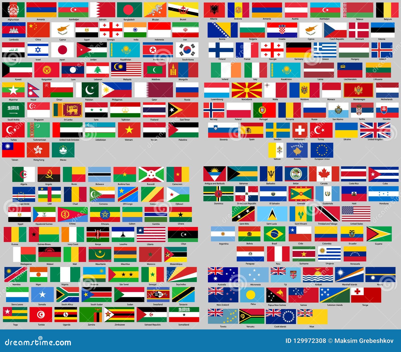 Vector Illustration of Different Countries Flags Set Stock Illustration ...