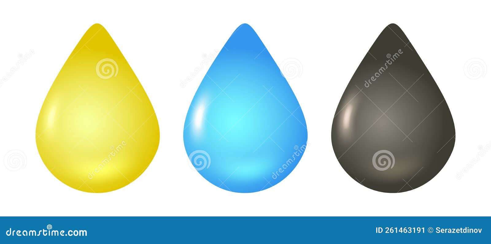 Vector Illustration of Different Drops in 3D Style. Vector Set Icons of ...