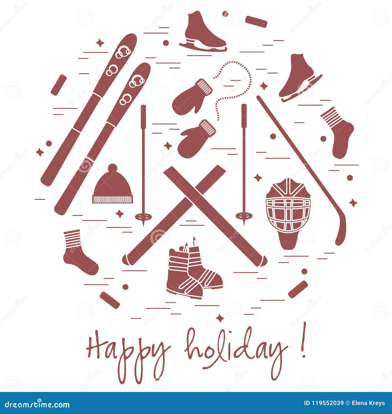 Vector Illustration of Different Elements of Sports Equipment an Stock ...