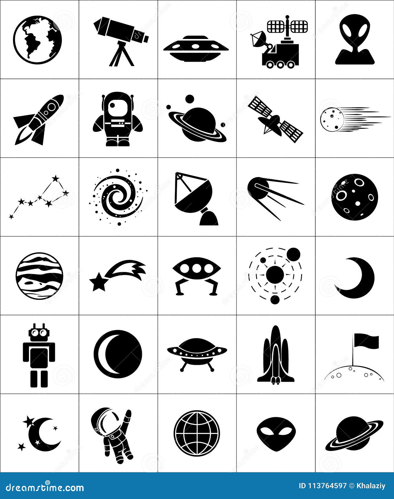 Space cosmic vector icons stock illustration. Illustration of outer ...