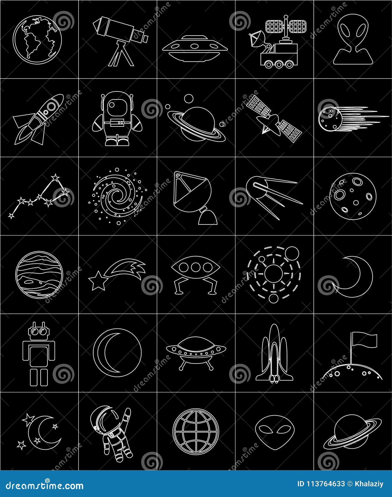 Space cosmic vector icons stock illustration. Illustration of solar ...