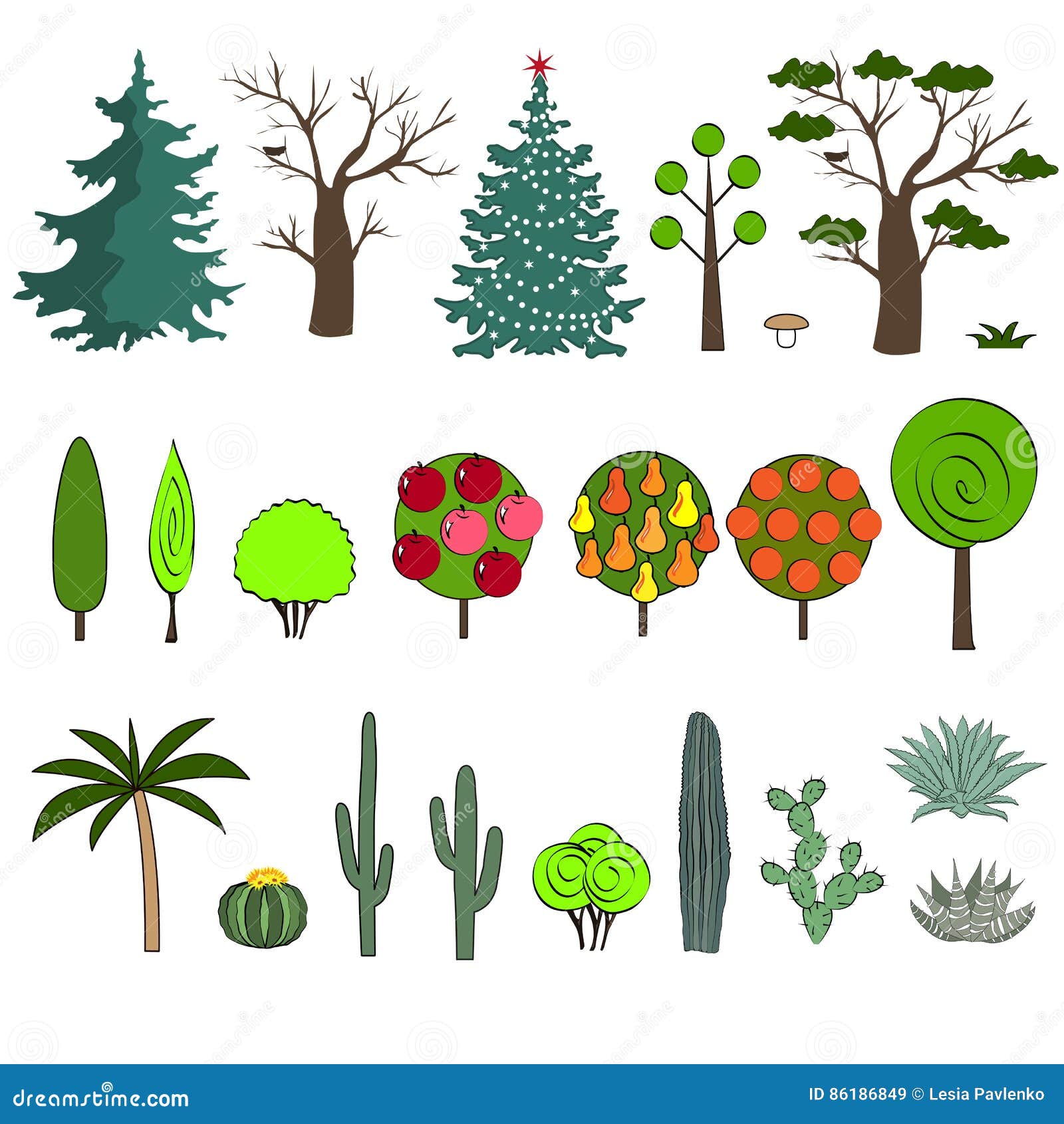 Vector Illustration of Different Kind of Tree Stock Vector ...