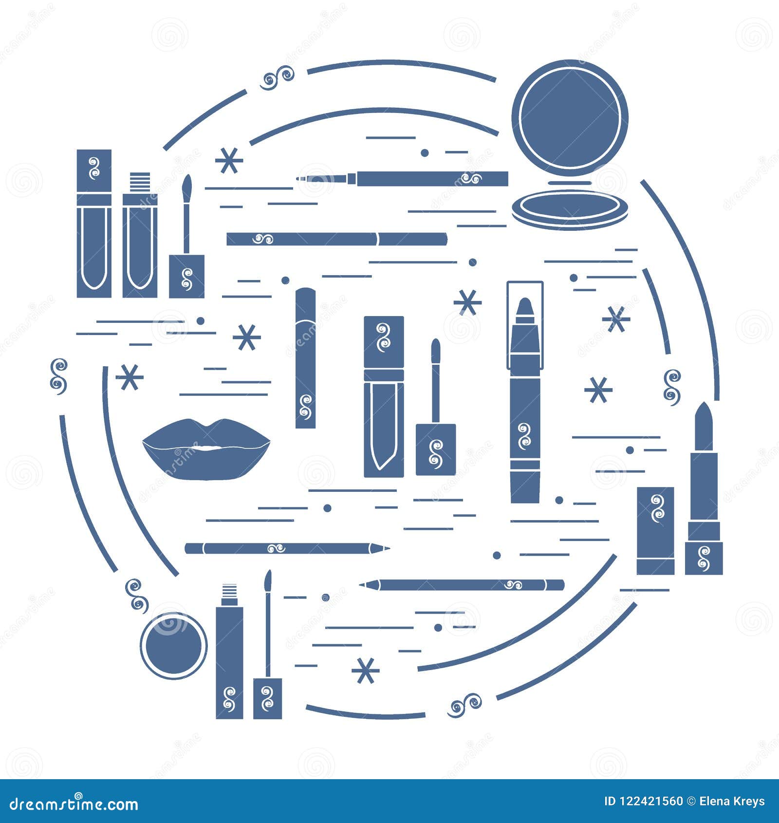 Vector Illustration of Different Lip Make-up Tools Arranged in a Stock ...