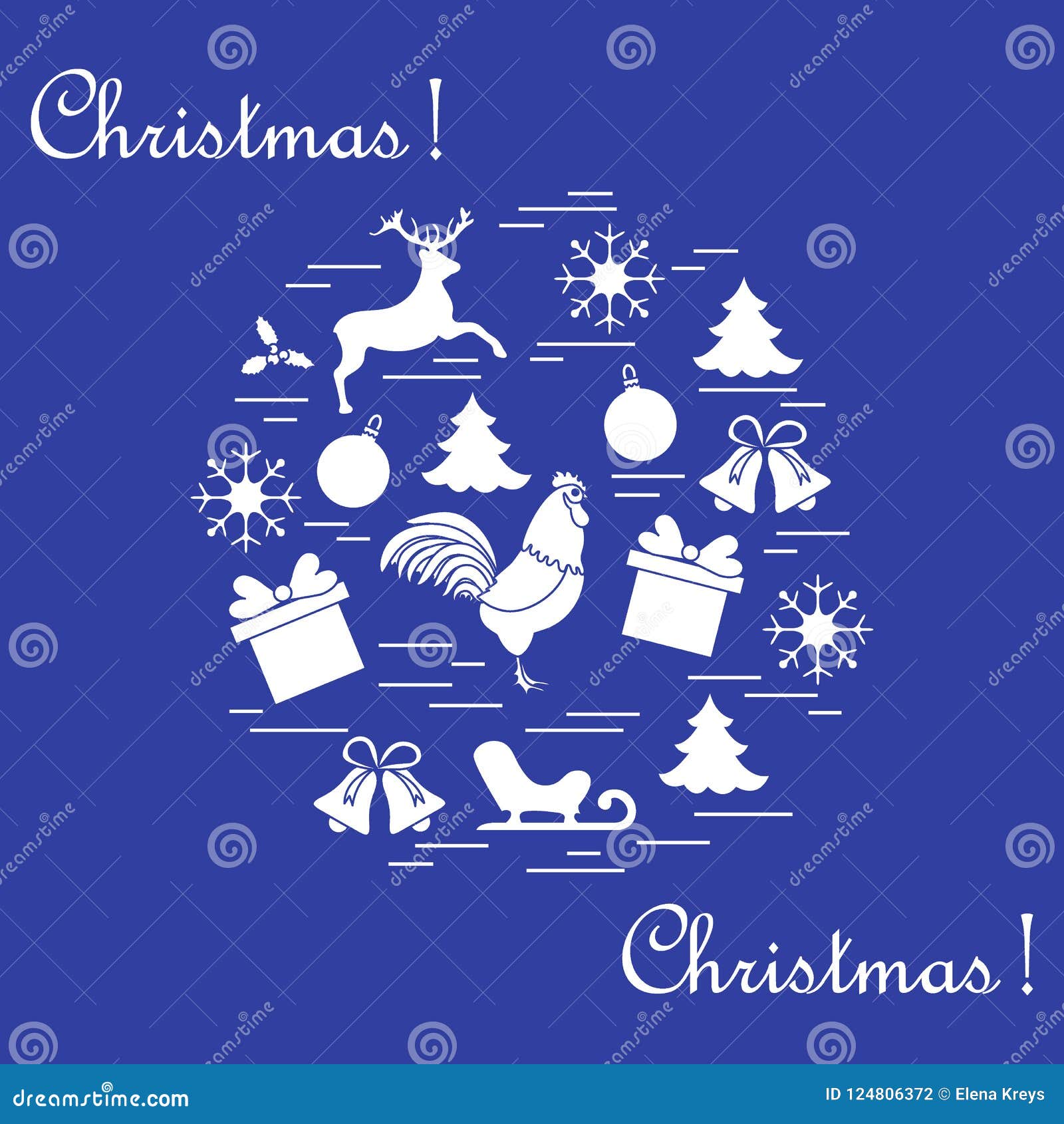 Vector Illustration of Different New Year and Christmas Symbols. Stock ...