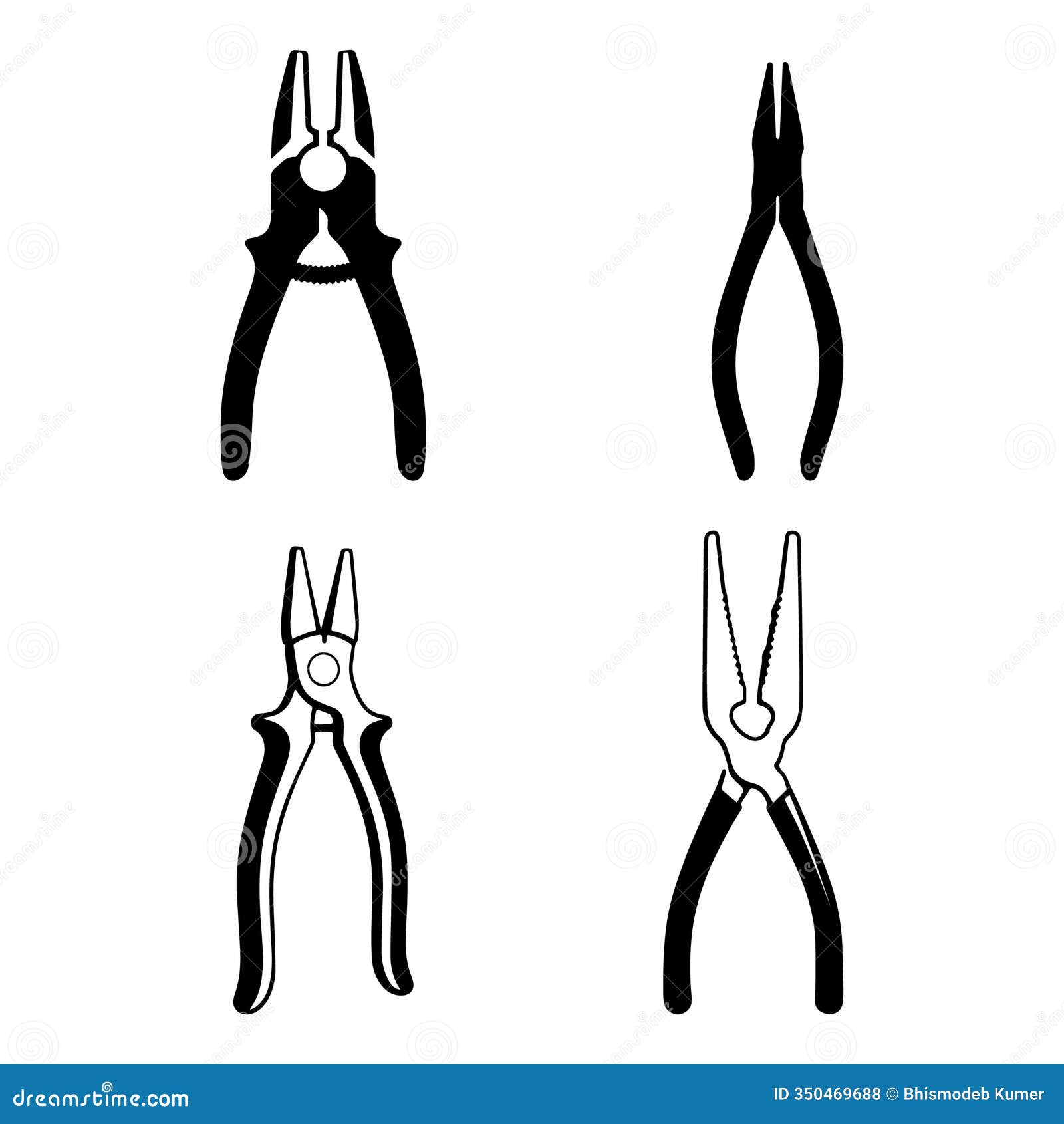 Vector Illustration of Different Types of Pliers Stock Illustration ...