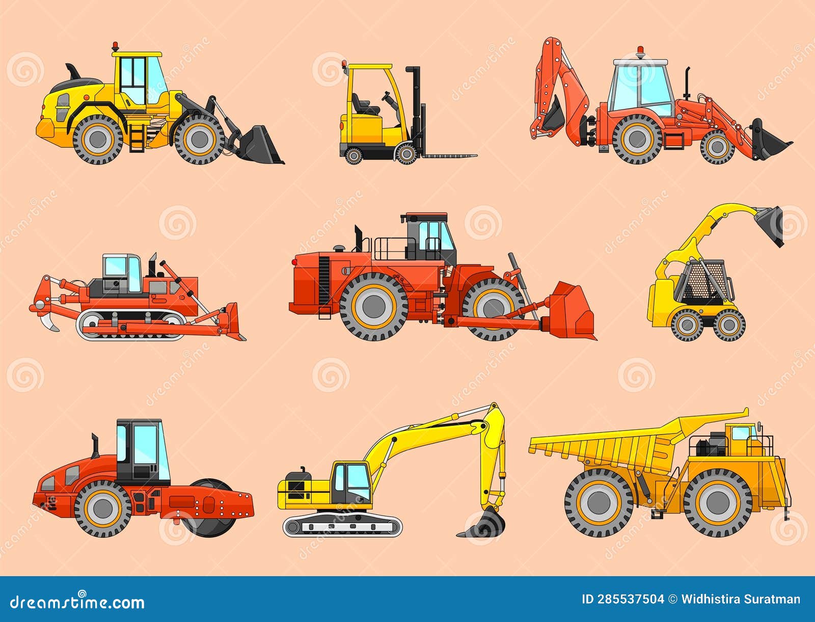 Vector Illustration of Different Types of Vehicles for Construction and ...