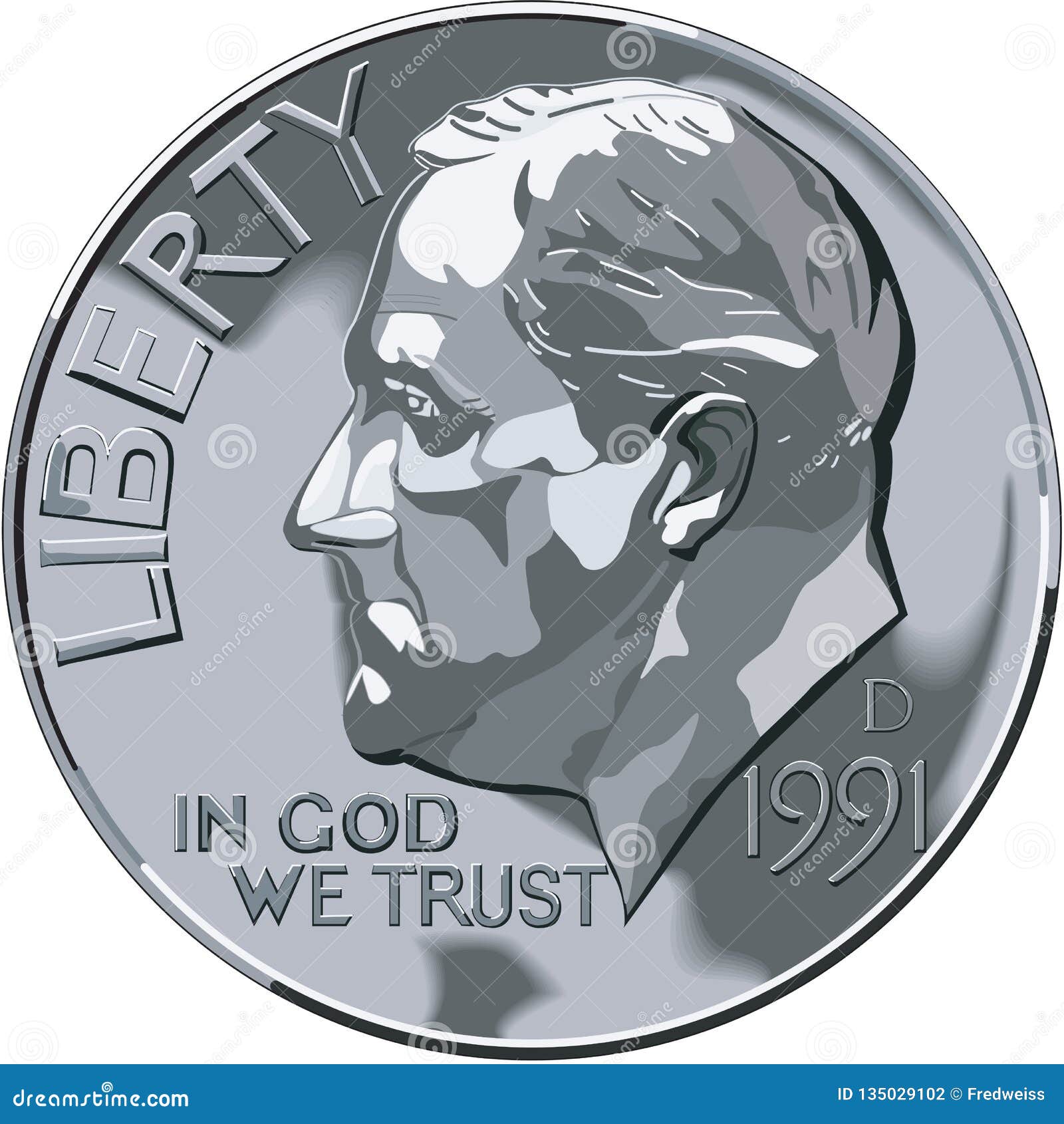 Dime Vector Illustration stock vector. Illustration of roosevelt ...