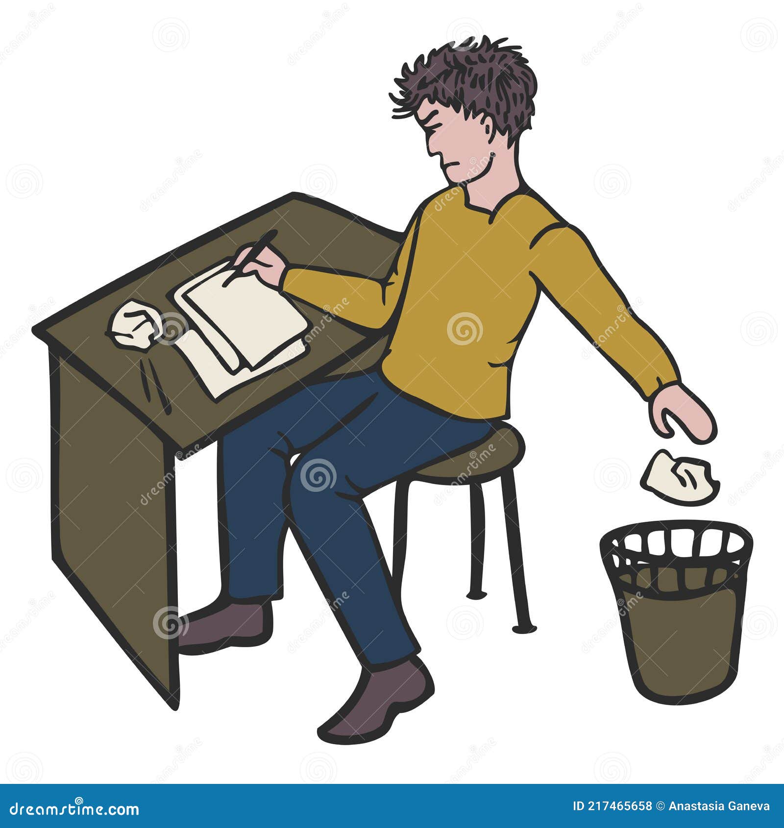Vector Illustration of Disappointed Man Throwing Crumpled Paper in a ...