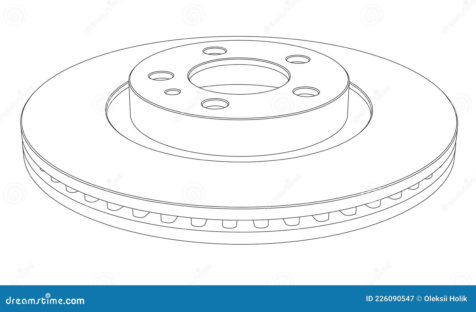 Vector Disk Brake Line Art Isolated on White Stock Vector ...