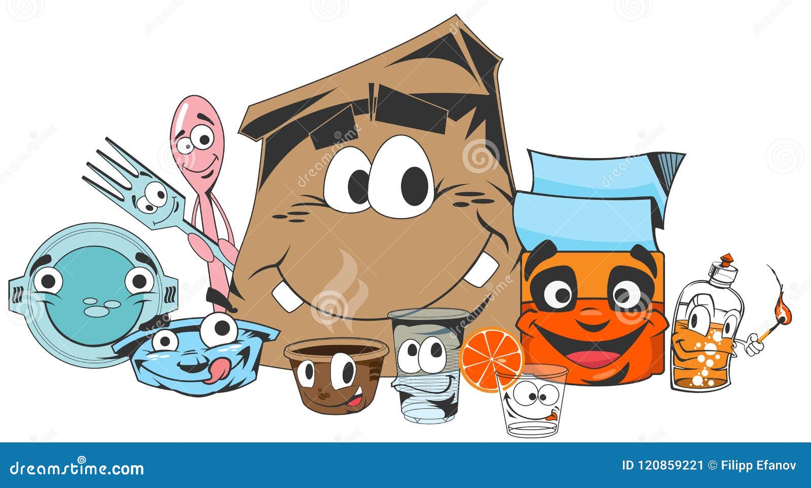 Vector Illustration of Disposable Tableware Stock Vector - Illustration ...