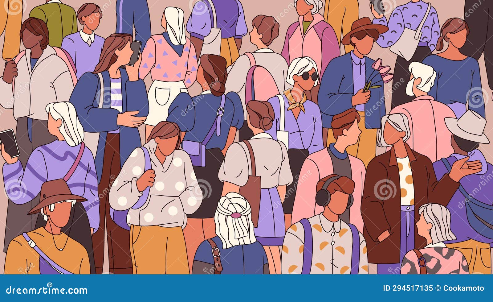 Vector Illustration Of Diverse Crowd Of People | CartoonDealer.com ...