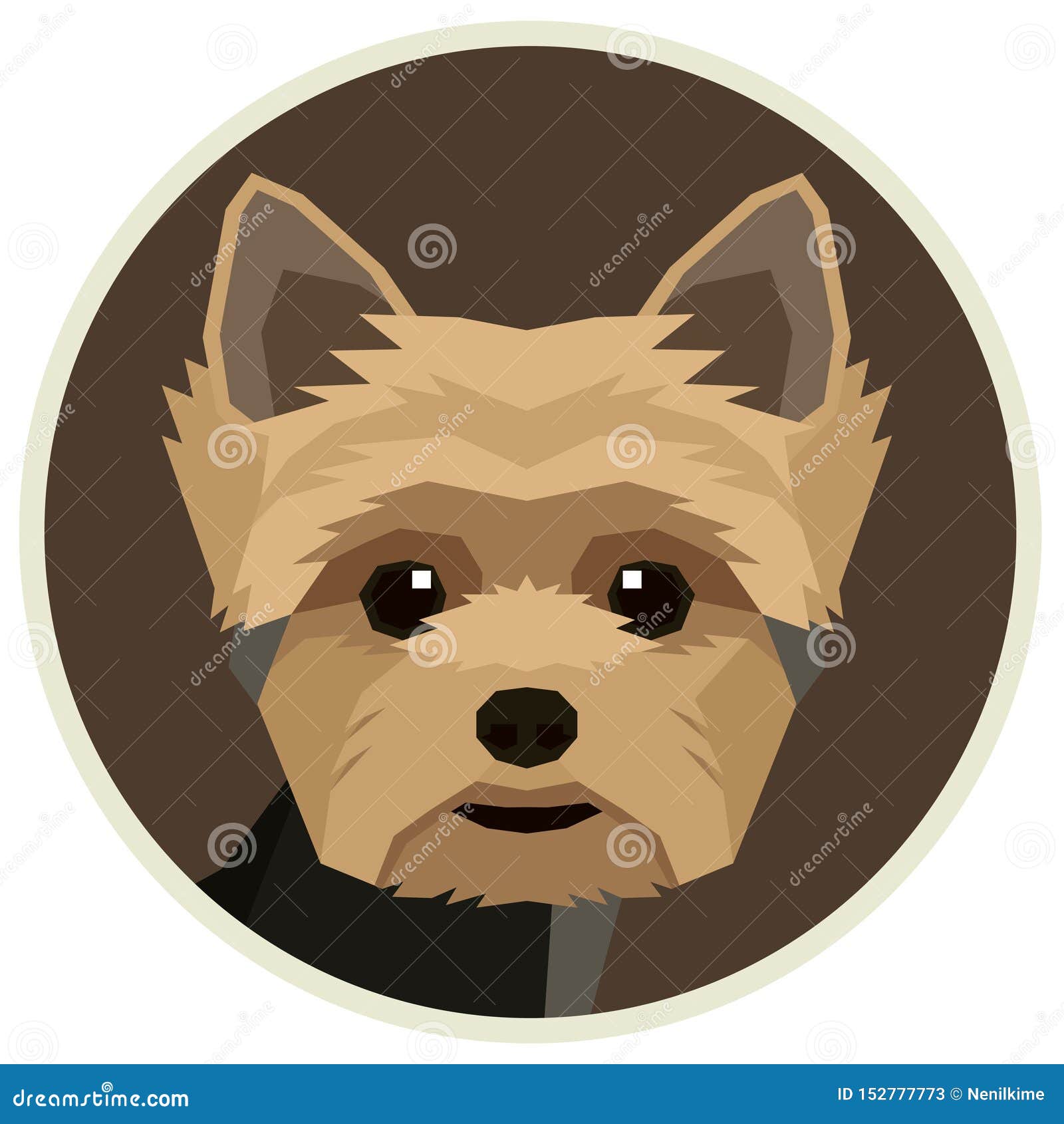Vector Illustration Dog Collection Yorkshire Terrier Geometric Style ...