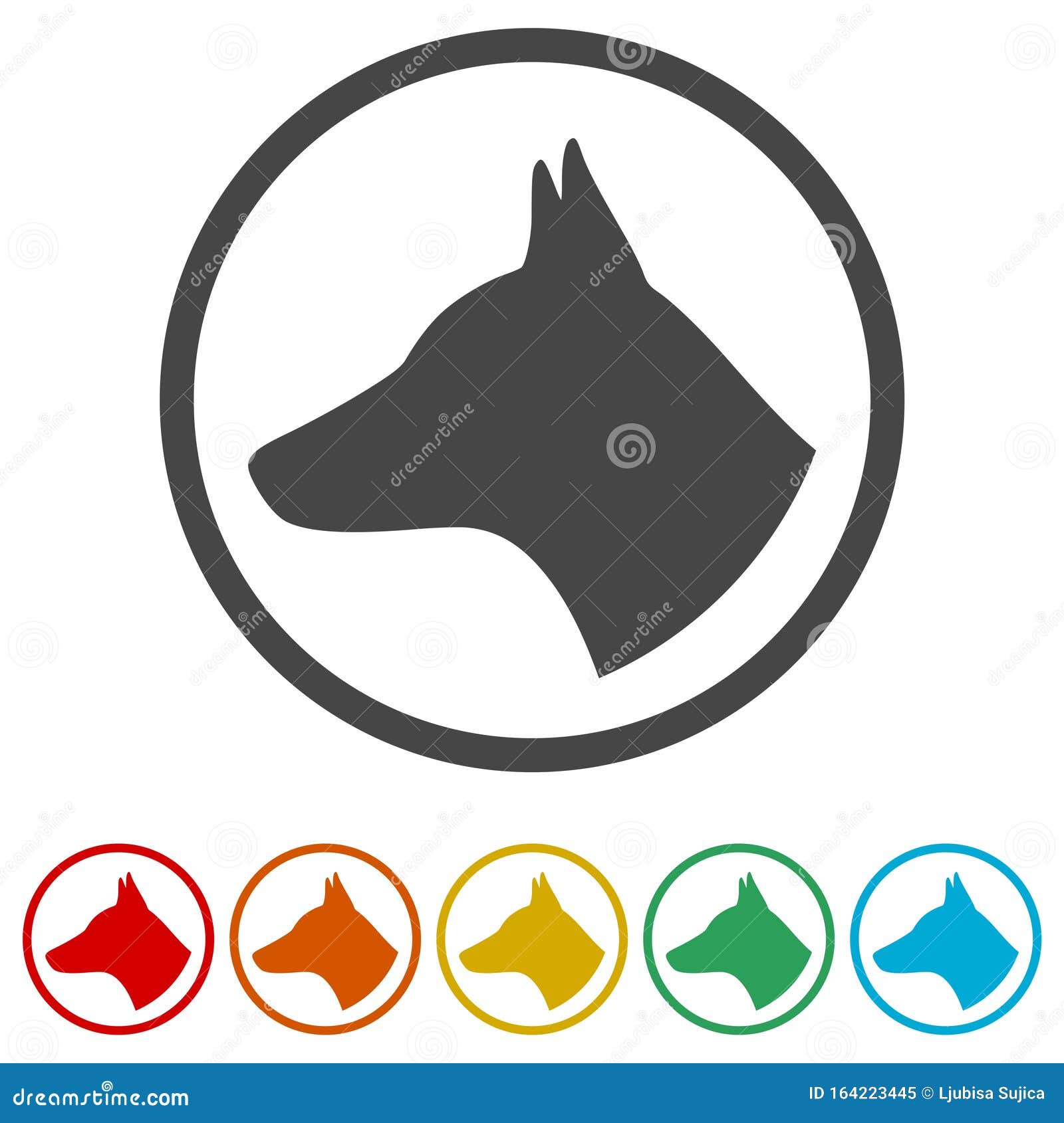 Vector Illustration of Dog Head Icons Set Stock Vector - Illustration ...