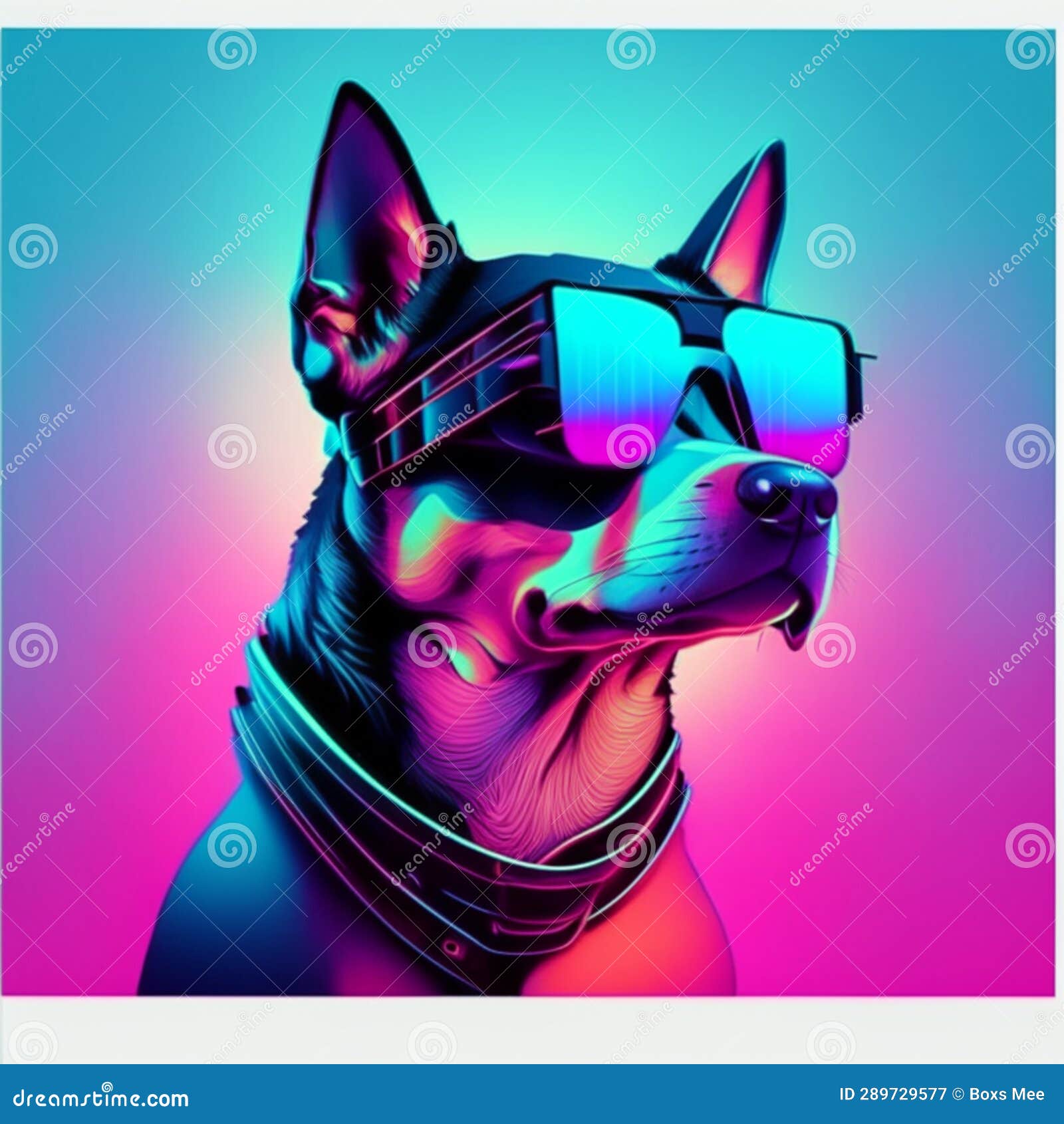 Vector Illustration of a Dog Wearing a Virtual Reality Headset. 3D ...
