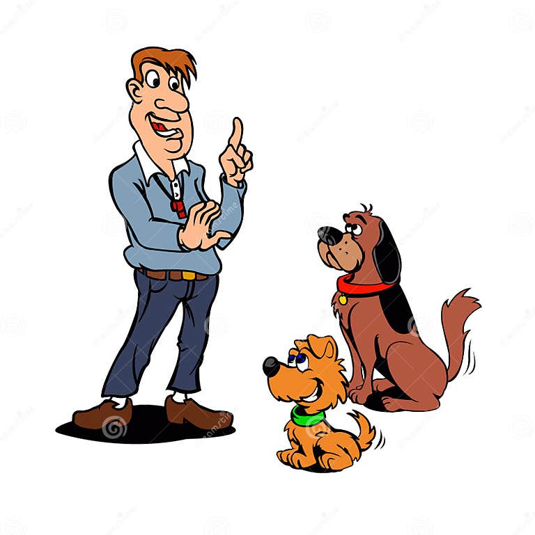 Vector Illustration of Dogs and Trainer Stock Vector - Illustration of ...