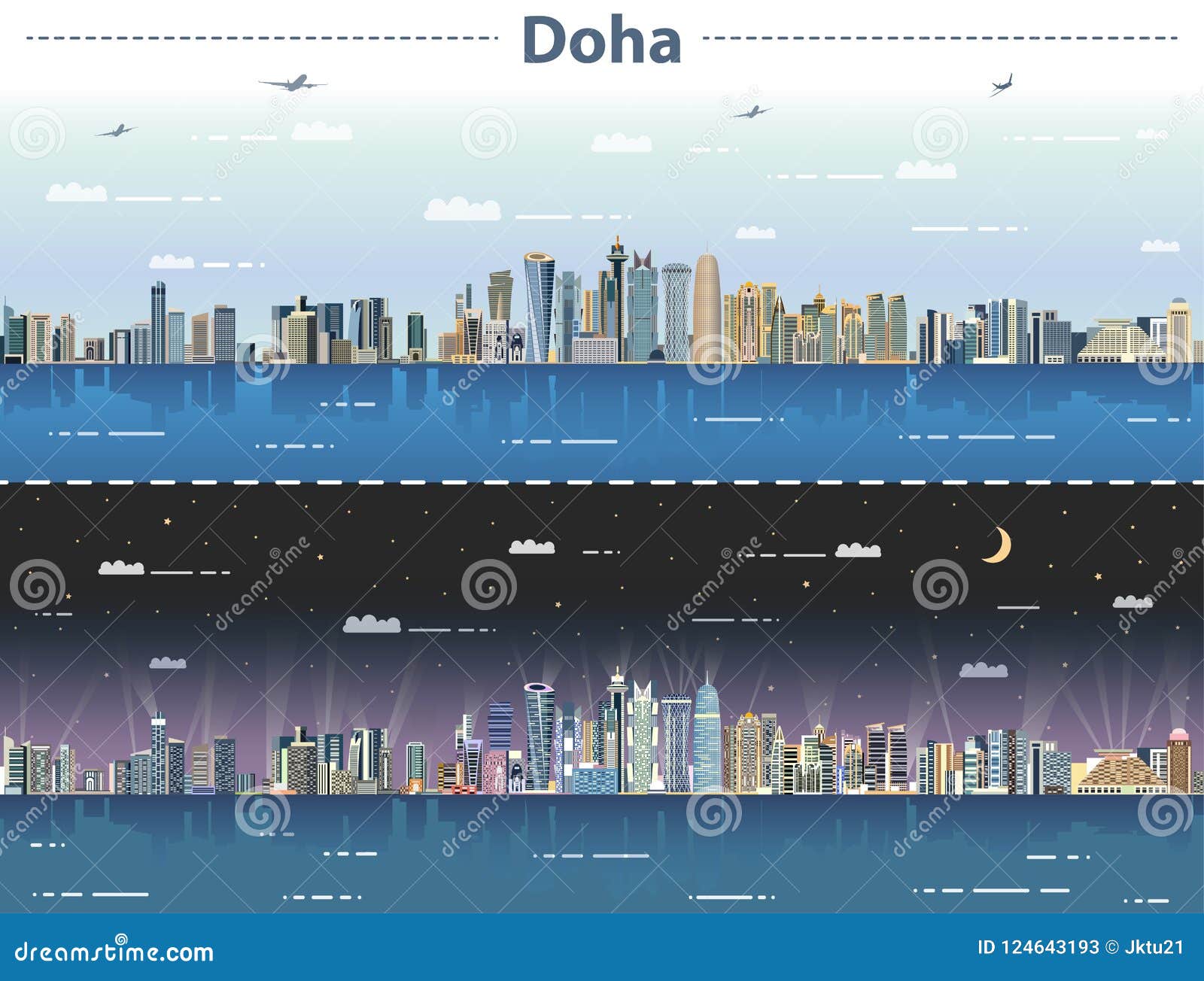 Vector Doha Skyline. | CartoonDealer.com #255337429
