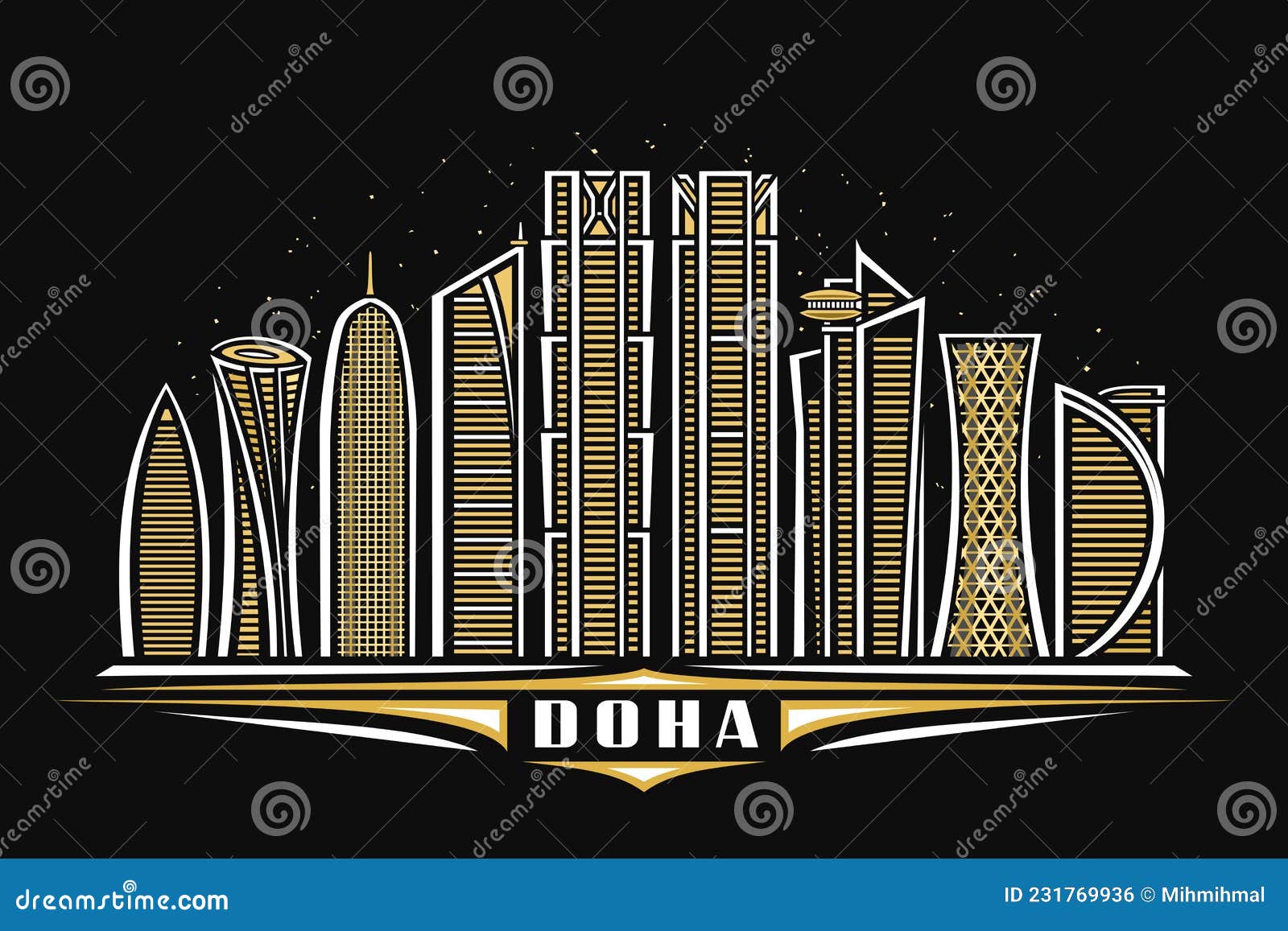 Vector Illustration of Doha Stock Vector - Illustration of contemporary ...
