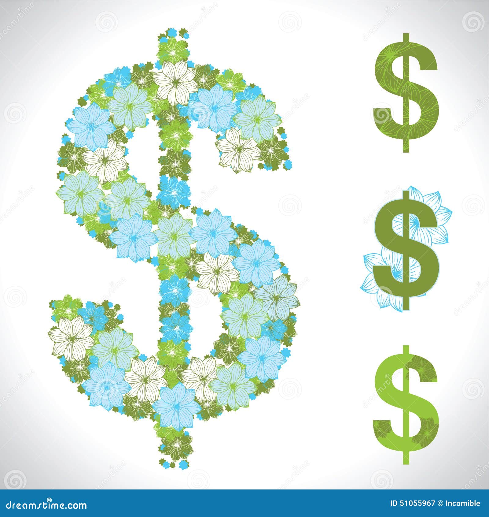 Vector Illustration of the Dollar. Flower Texture Stock Vector ...