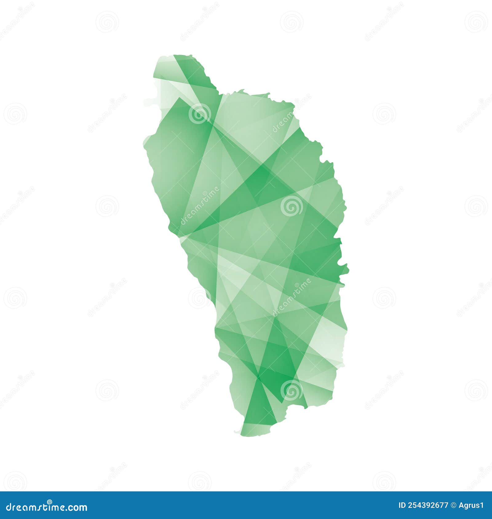 Green Map Of Dominica With Outline Vector Design Template. Editable ...