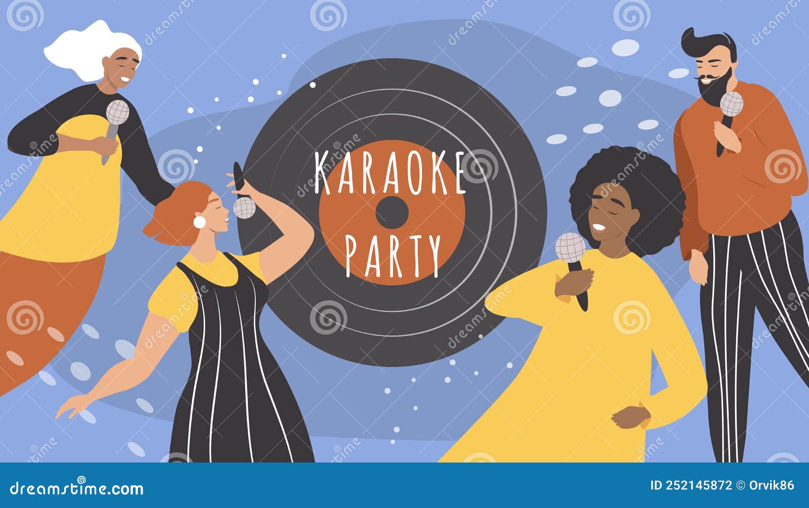 Vector Illustration, Doodle in a Flat Style on the Theme of a Karaoke ...
