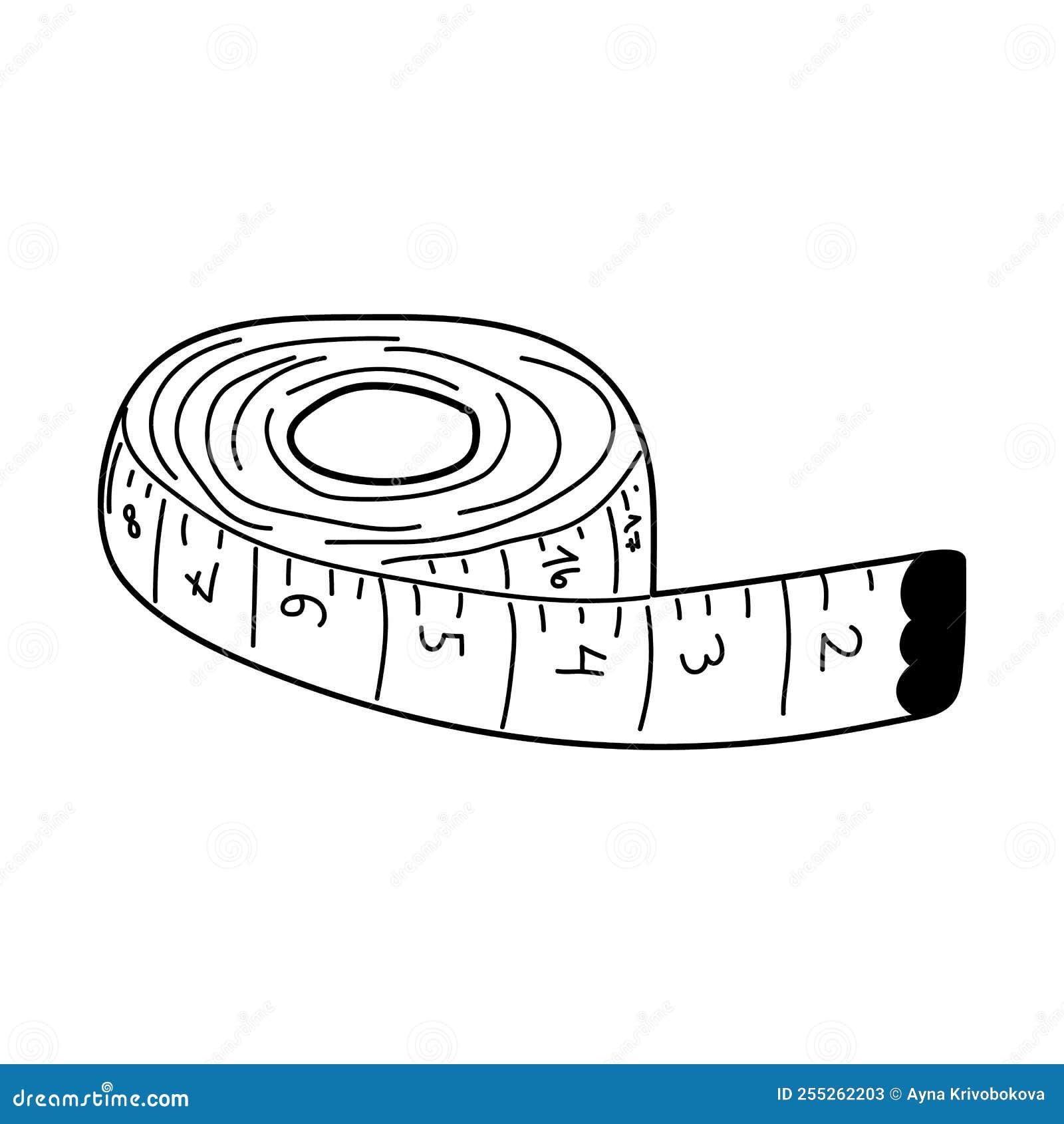Illustration of Doodle Measuring Tape in Hand Drow Style Stock Vector ...