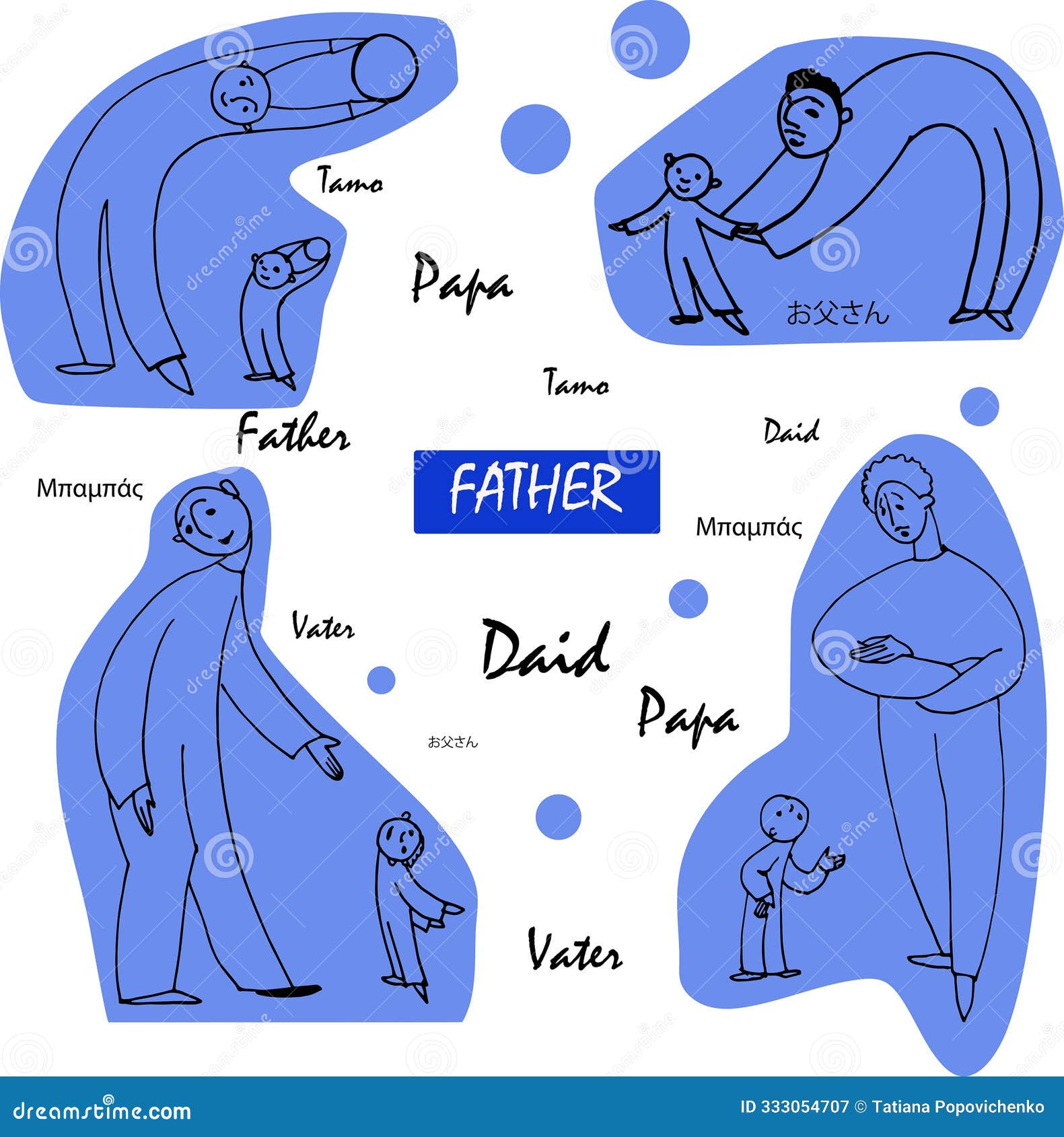Vector Illustration. Doodle Style Pattern. Dad and Upbringing Stock ...