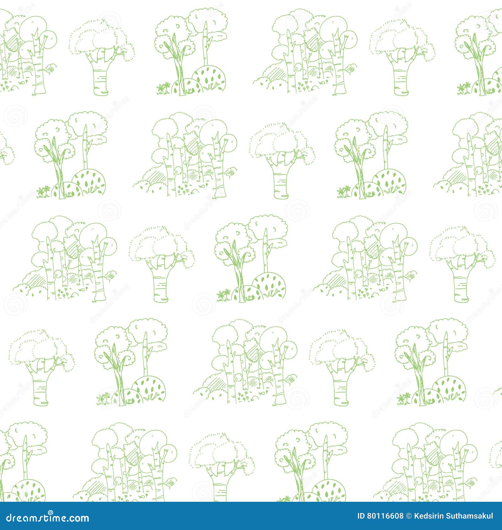 Vector Illustration of Doodle Trees Vector Pattern Background Stock ...