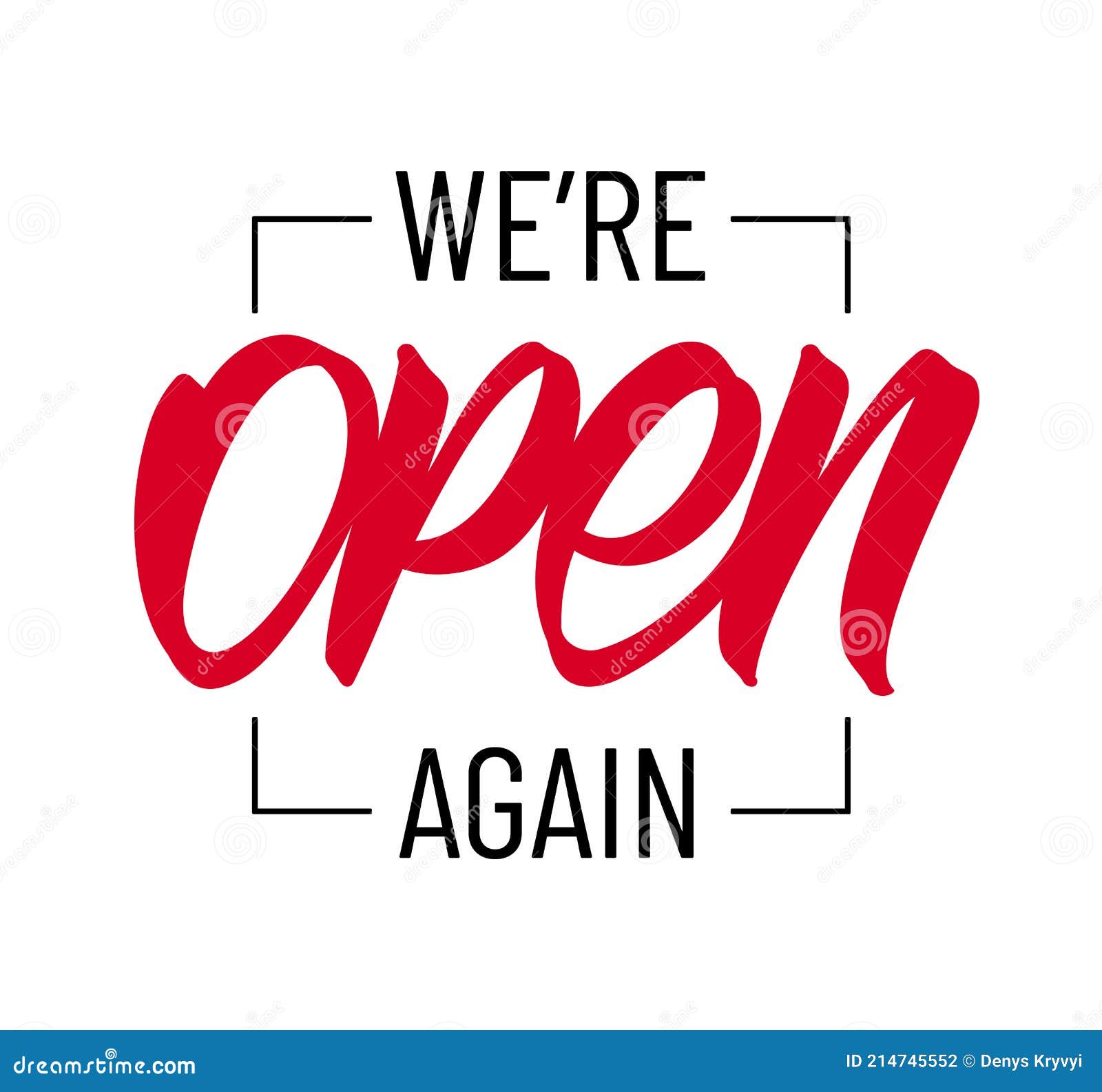 Door Sign with Hand Lettering of we`re Open Again Stock Vector ...