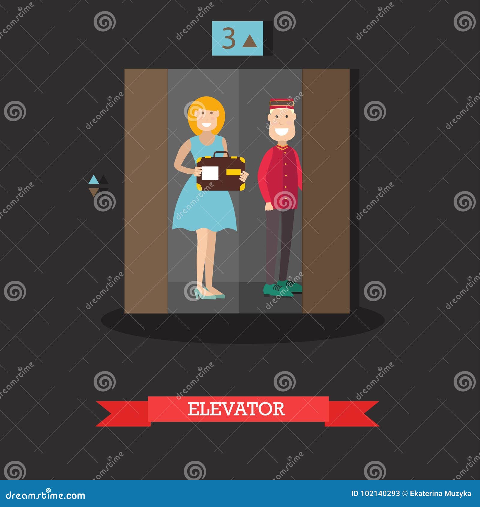 Hotel Elevator Vector Illustration in Flat Style Stock Vector ...