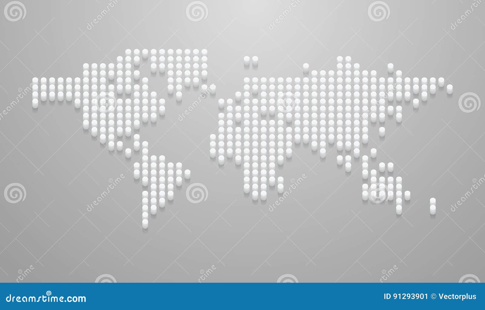 Vector Illustration Of Dotted 3d World Map Mockup For Infographics On ...