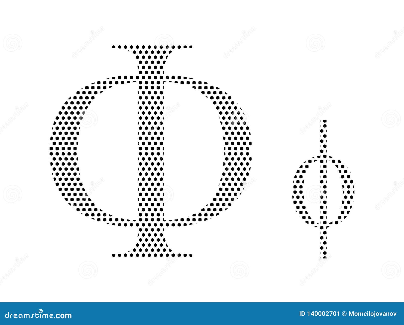 Dotted Pattern Greek Alphabet Letter of Phi Stock Vector - Illustration ...