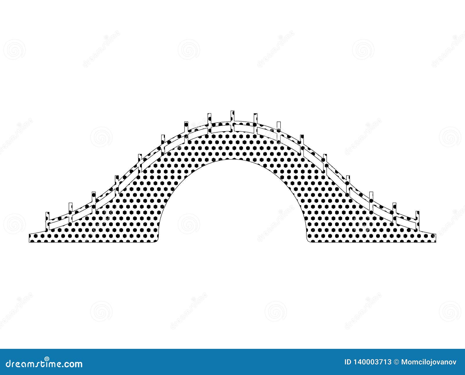 Dotted Pattern Japanese Architecture Picture of a Bridge Stock Vector ...
